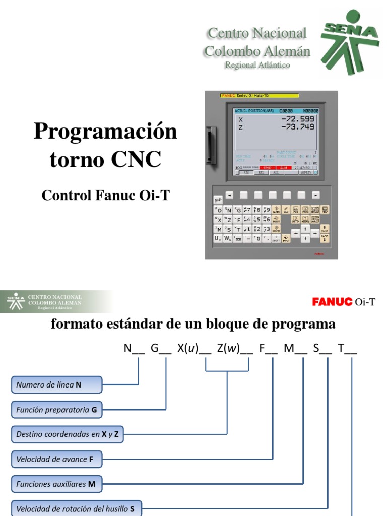 Programación CNC para torno con control Fanuc Oi-T | PDF | Procesos industriales | Herramientas