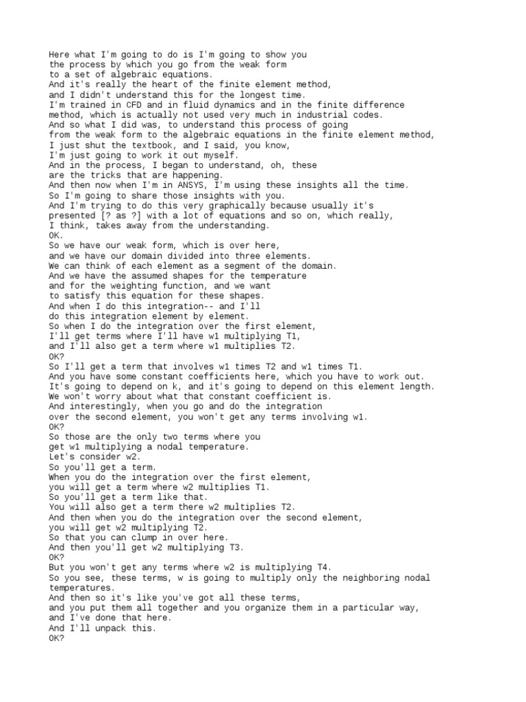 From Weak Form to Algebraic Equations: Deriving the Finite Element ...