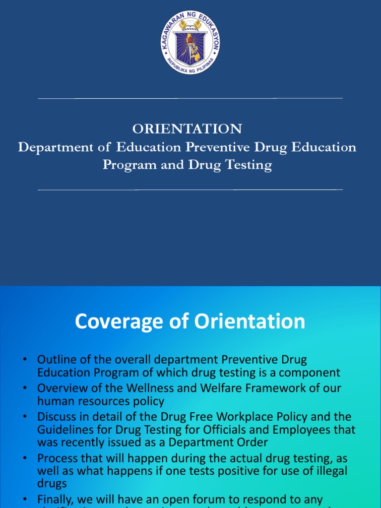 DepEd Drug Testing Orientation | PDF | Drug Test | Substance Abuse