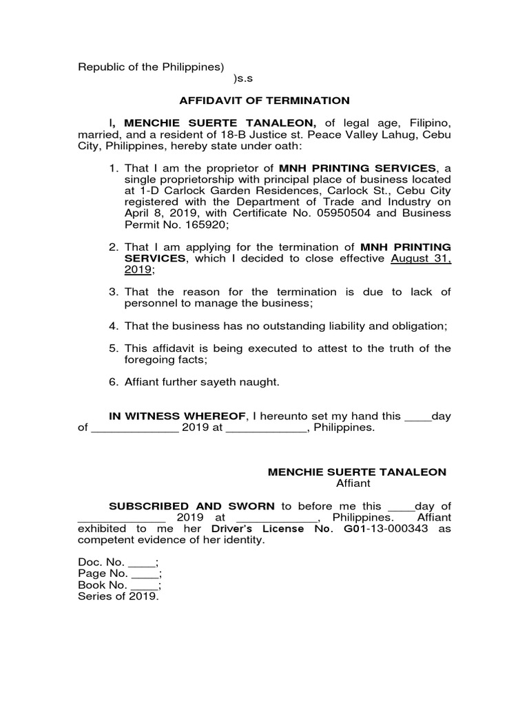 Affidavit of Surrender | PDF