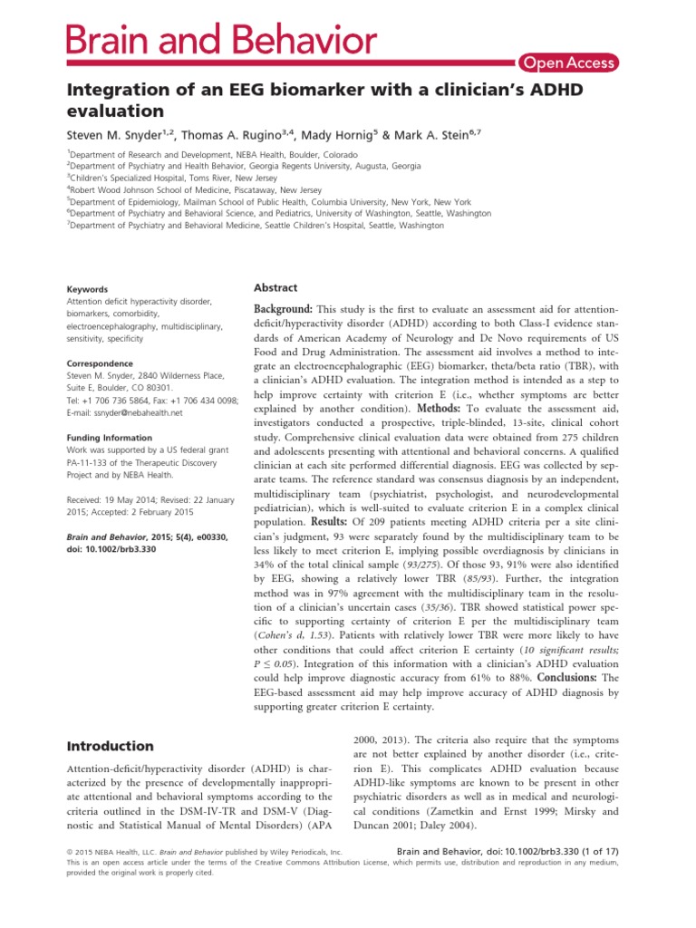NEBA ADHD qEEG | PDF | Attention Deficit Hyperactivity Disorder ...