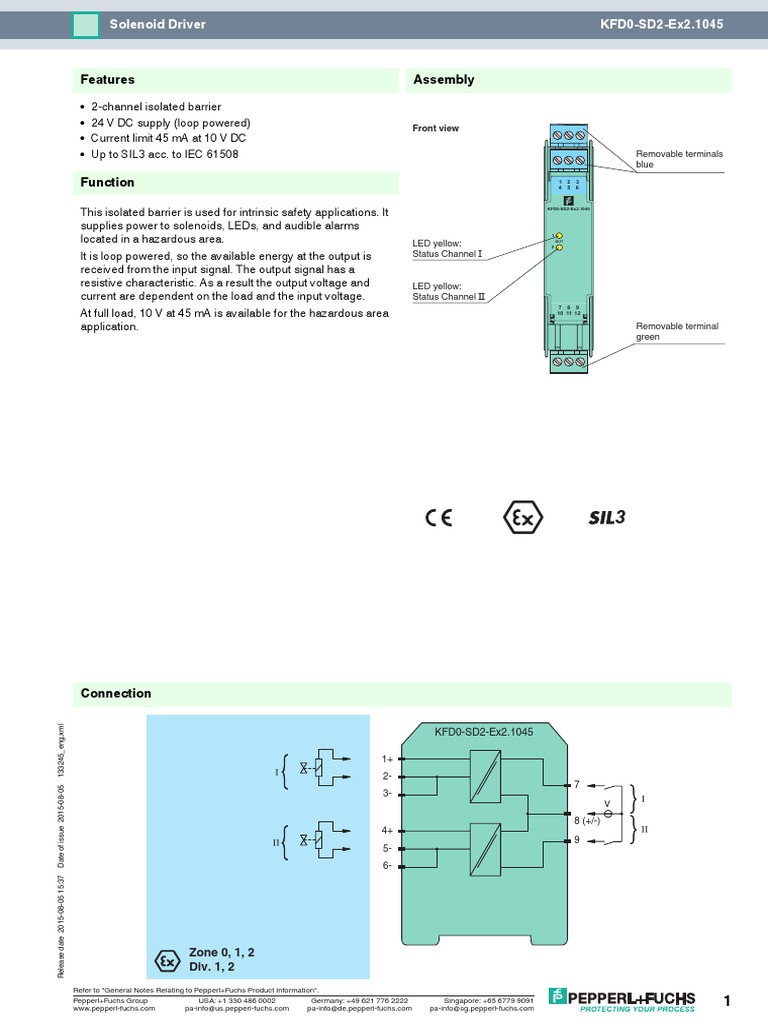 Solenoid Driver KFD0-SD2-Ex2.1045: Technical Specifications and ...