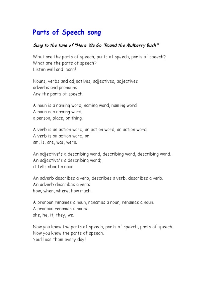 Parts of Speech Song Lyrics | PDF