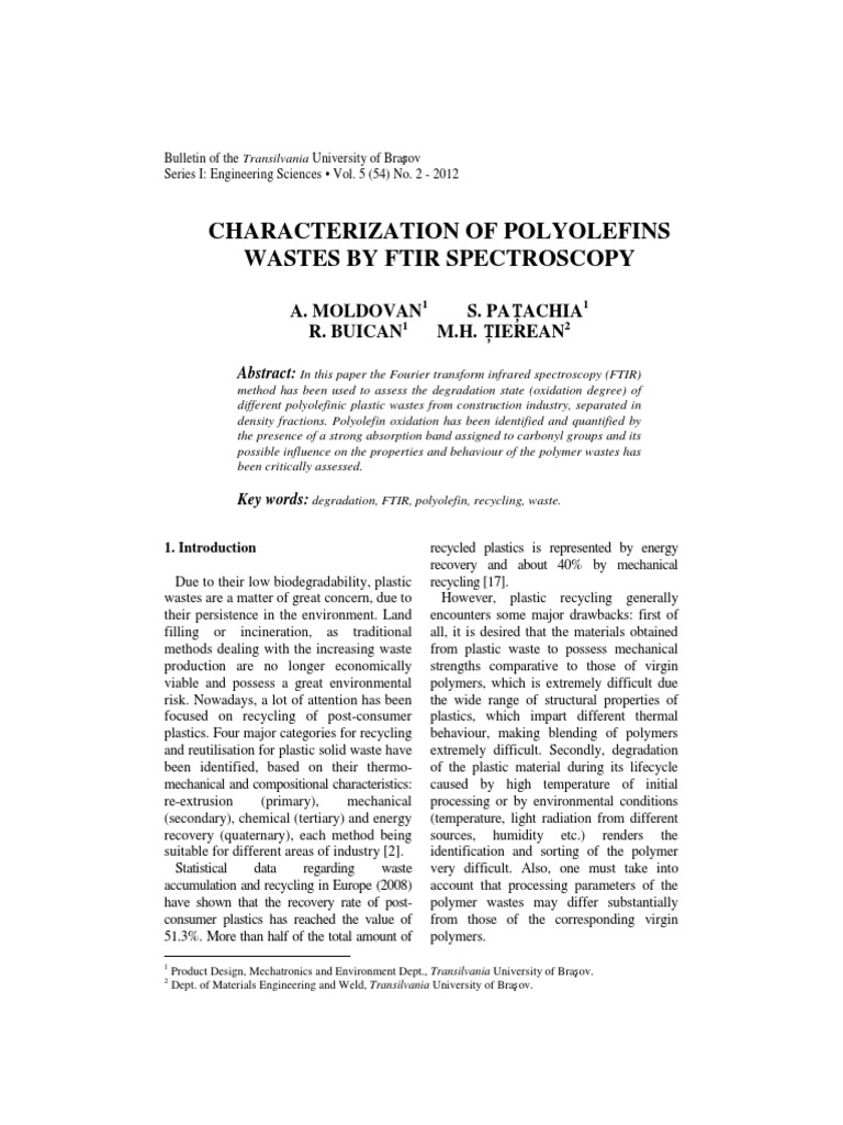 Characterization of Polyolefins Wastes by Ftir Spectroscopy: A ...