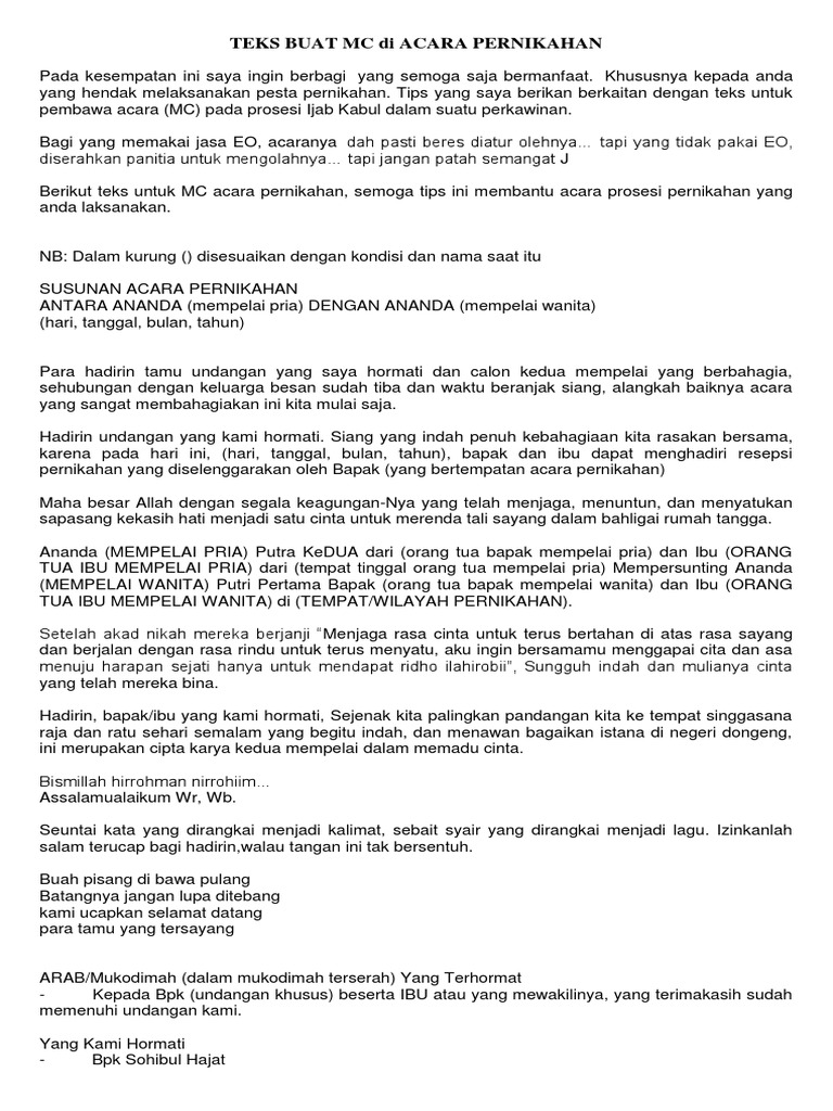 Tips MC Pernikahan | PDF