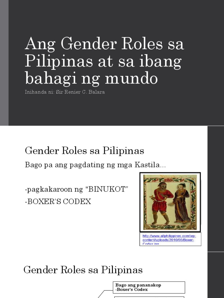 Gender Roles Sa Pilipinas at Sa Ibang Bahagi NG Mundo | PDF