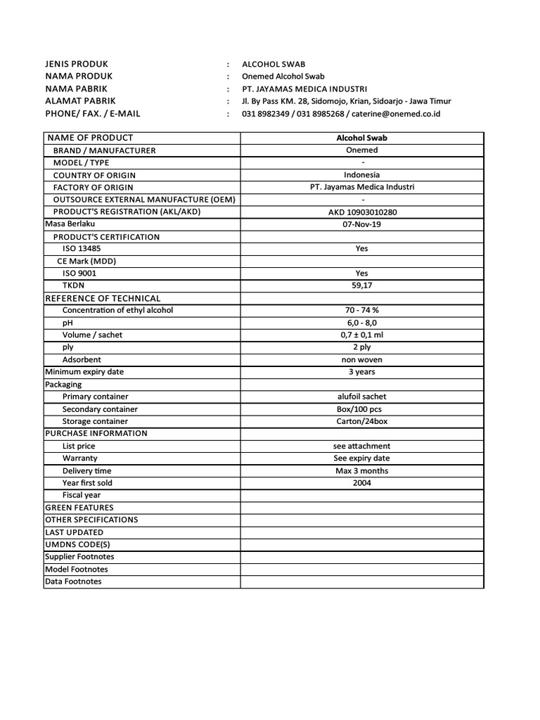 Spec Alcohol Swab PDF | PDF