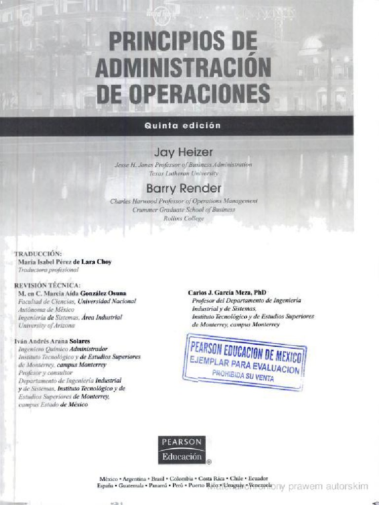 HEIZER, J. Principios de Administracion de Operaciones. Pearson 2004 | PDF