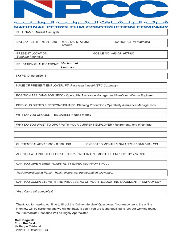 NPCC Form (Word) | PDF | Career & Growth