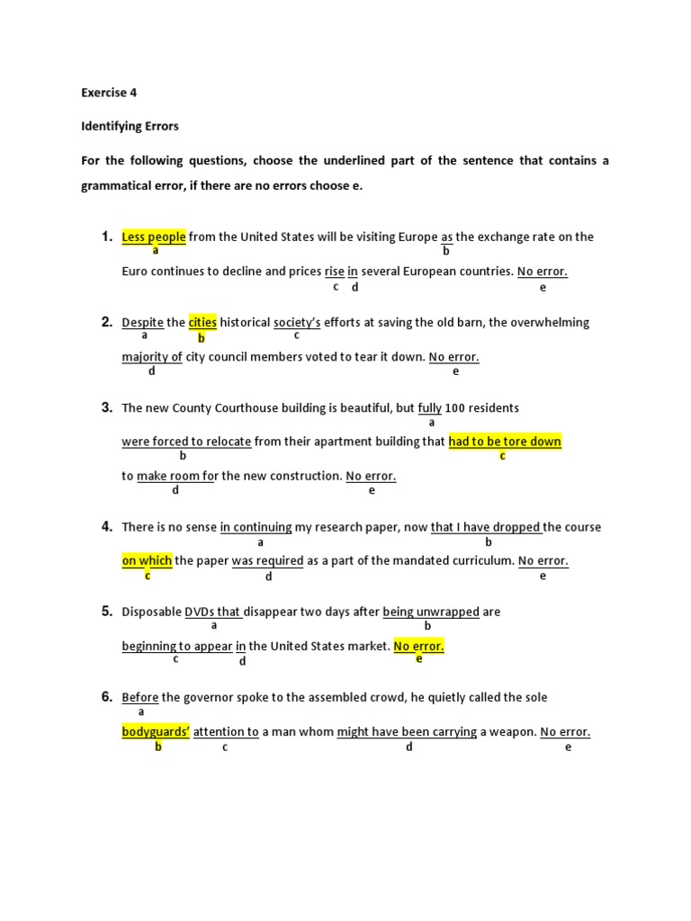 Identifying Grammatical Errors | PDF | Nature