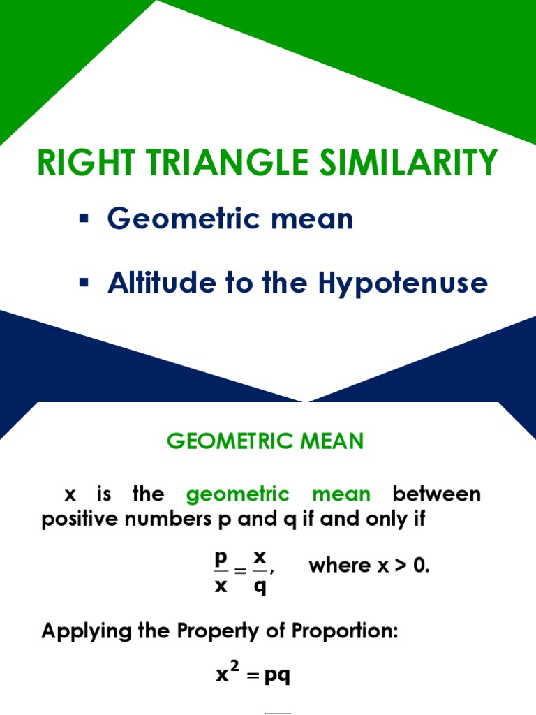 Right Triangle Similarity and Geometric Mean | PDF | Elementary ...