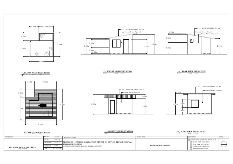 Floor Plan (Enlarged) Front View Elevation Rear View Elevation | PDF ...