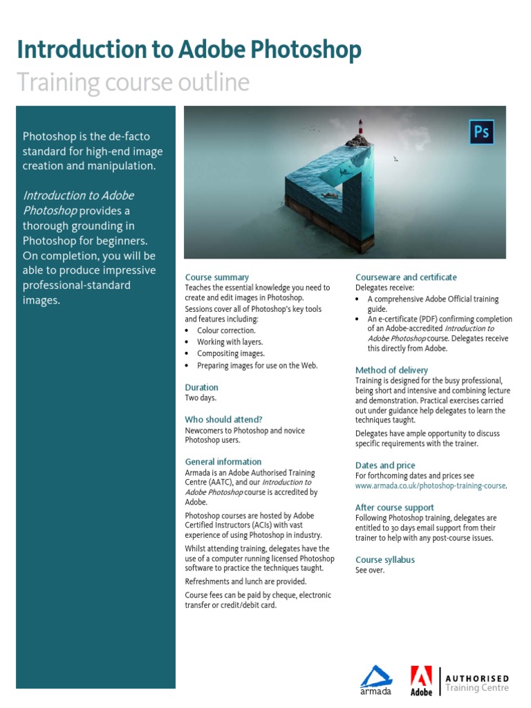 Course Outline Intro To Photoshop | PDF | Adobe Photoshop | Art Media