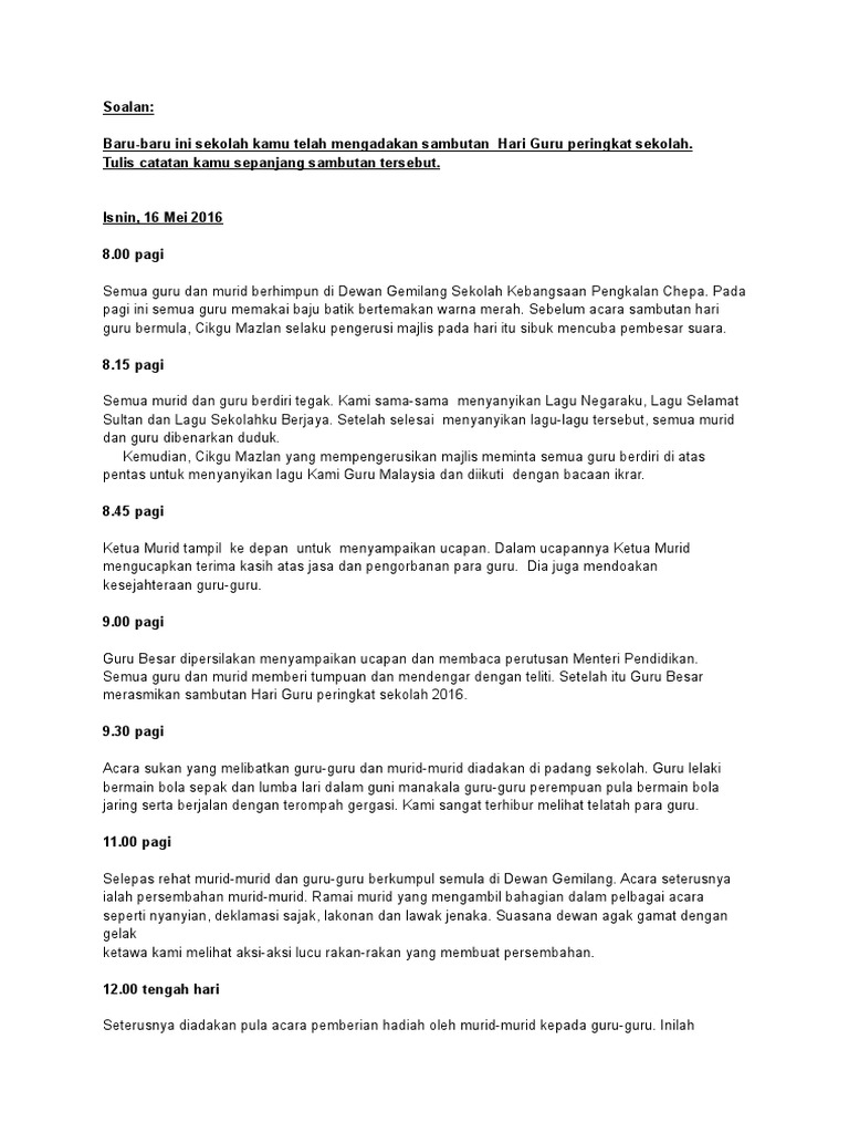 Contoh Karangan Catatan | PDF