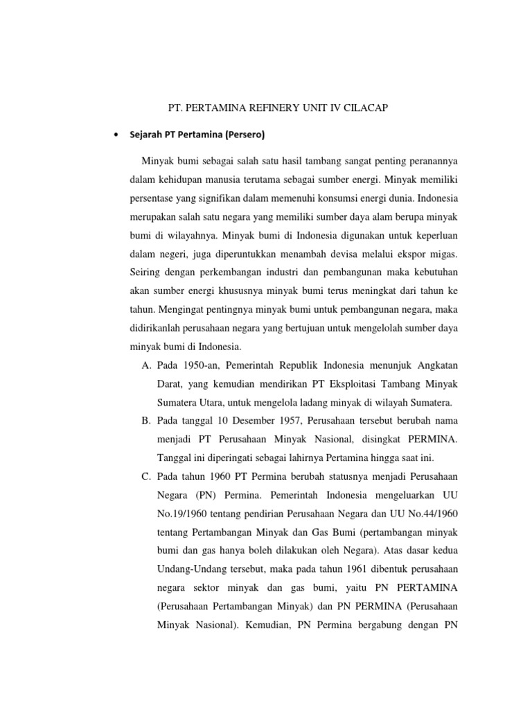 PT Pertamina Ru IV Cilacap | PDF