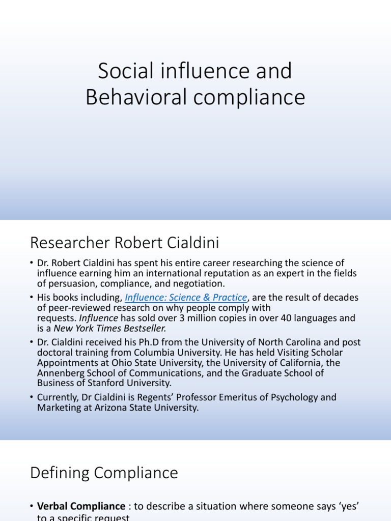 Social Influence and Behavioral Compliance | PDF | Social Psychology ...