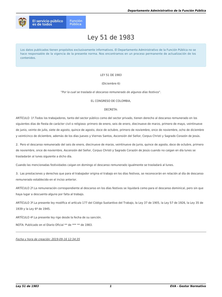 Ley 51 de 1983 | PDF | Justicia | Crimen y violencia