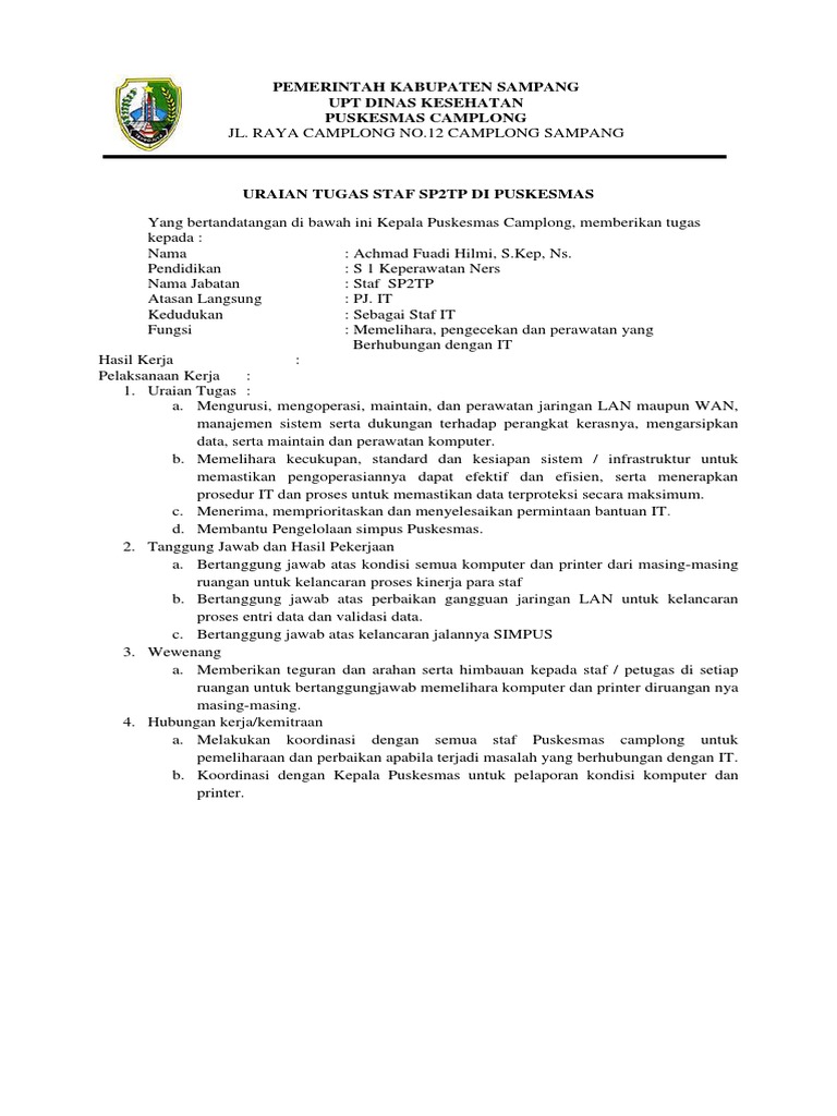 Uraian Tugas IT | PDF