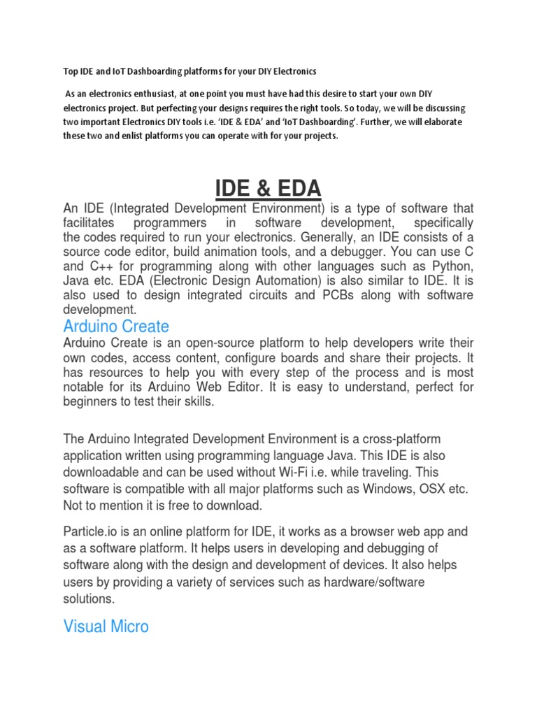 Ide & Eda: Arduino Create | PDF | Integrated Development Environment | Internet Of Things
