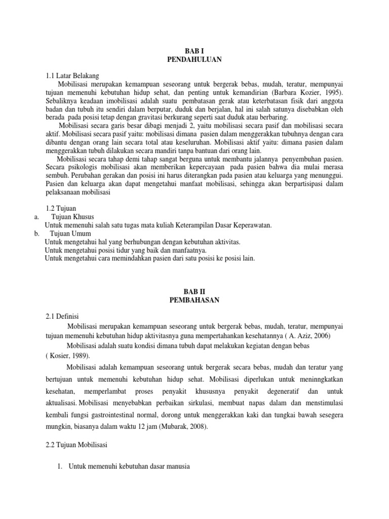 Pentingnya Mobilisasi Aktif dan Pasif | PDF