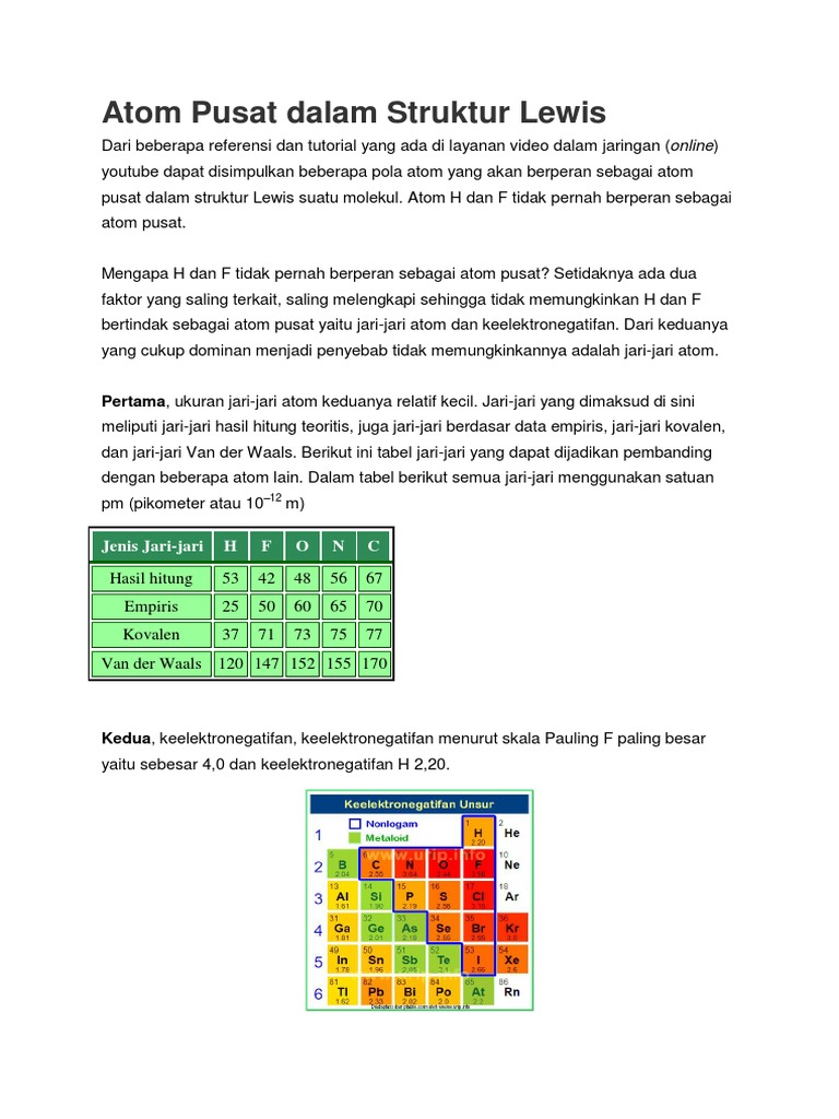 Atom Pusat Dalam Struktur Lewis | PDF