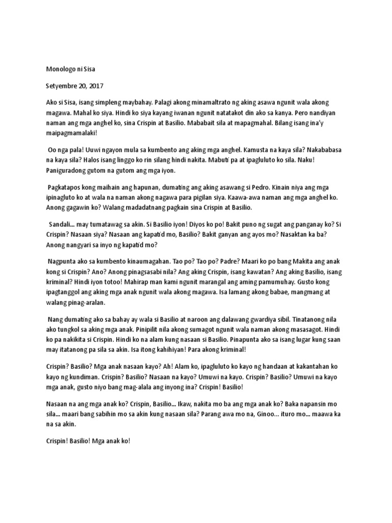 Monologo Ni Sisa | PDF