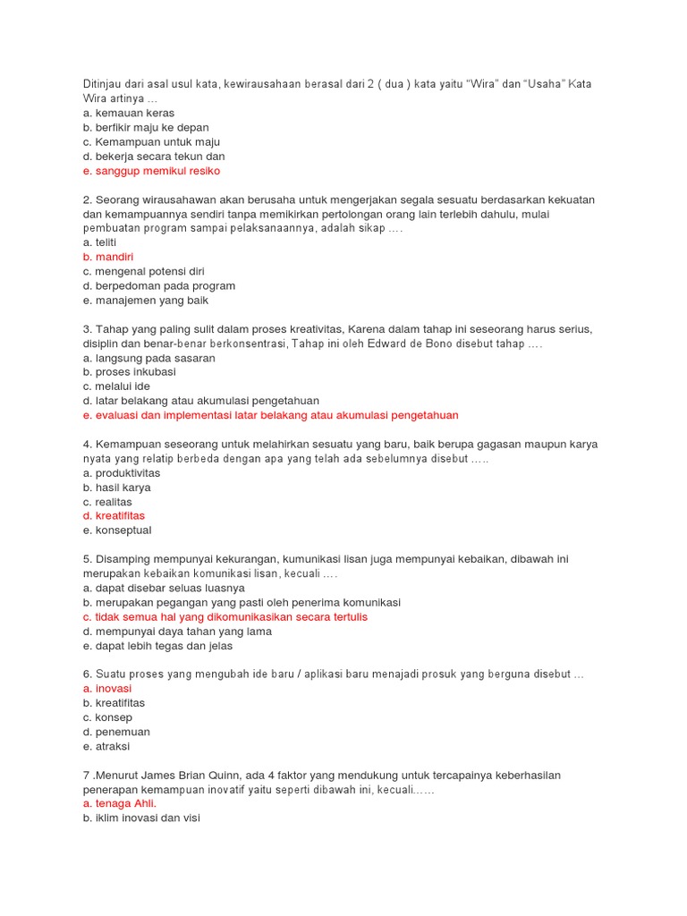 Produk Kreatif Kumpulan Soal Pilgan | PDF | Bisnis | Seni