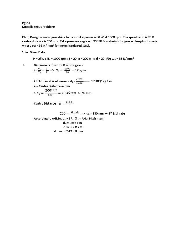 Design of Worm Gears | PDF | Machines | Manufactured Goods