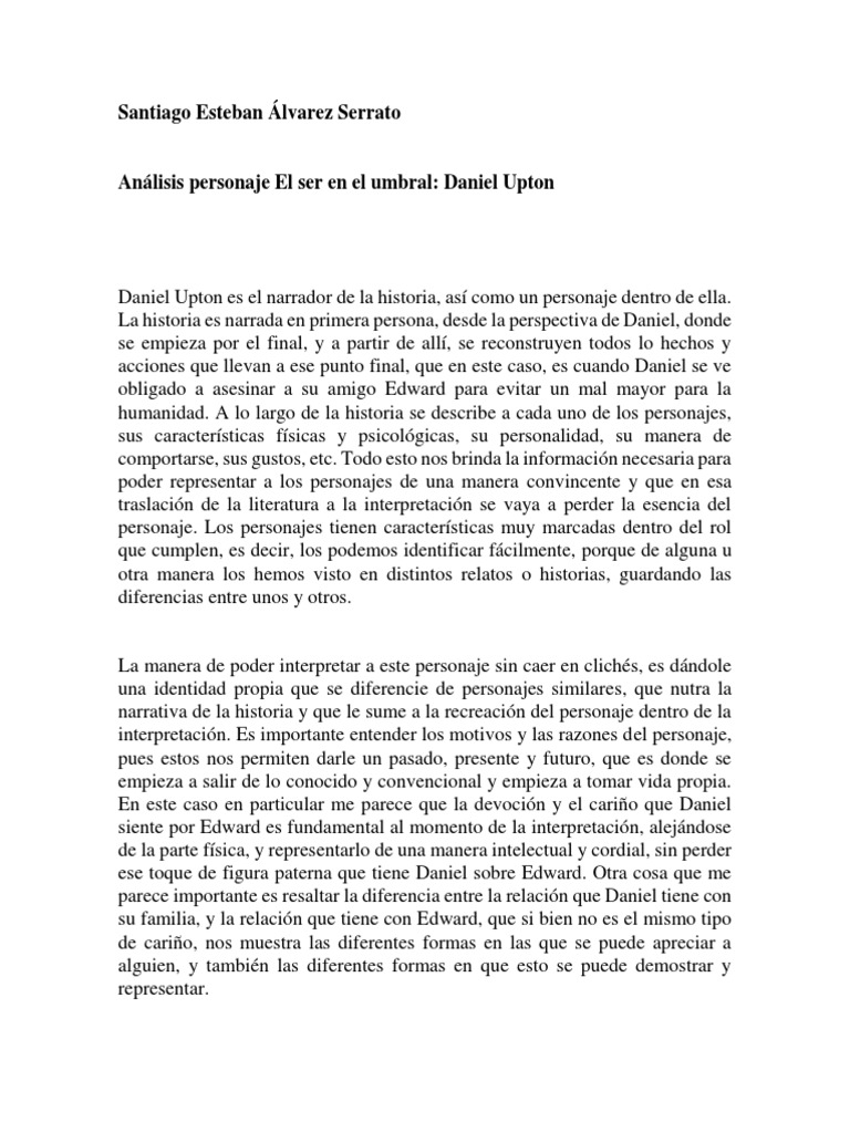 Daniel Upton en El Ser en El Umbral | PDF