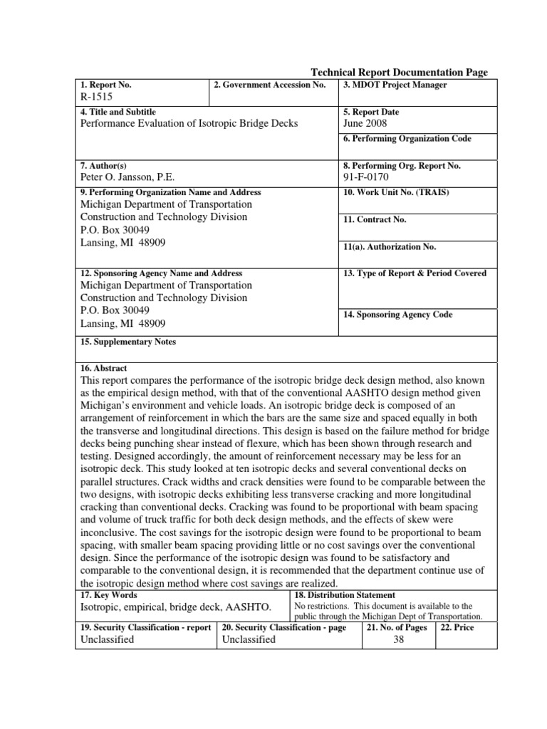 MDOT Research Report R1515 239284 7 | PDF | Bending | Bridge