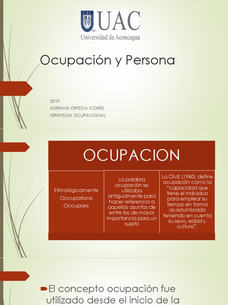 Definición y Concepto de Ocupación | PDF | Terapia ocupacional ...