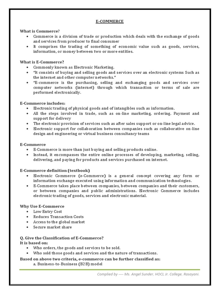 XII IT E-Commerce Notes | PDF | E Commerce | Electronic Data Interchange