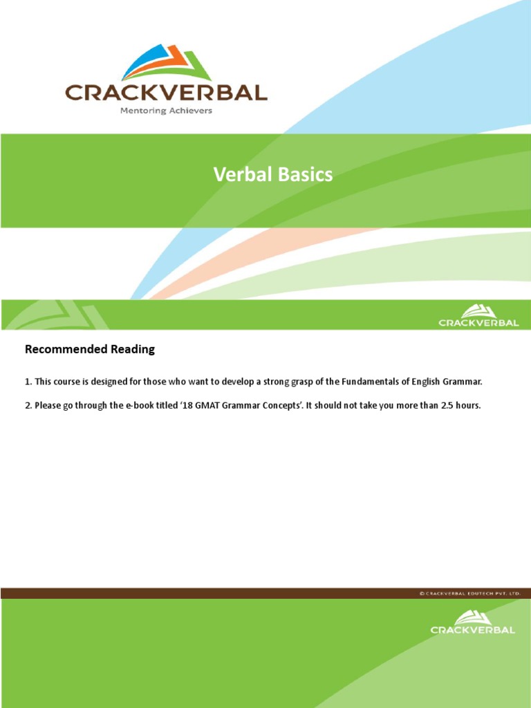 Verbal Basics | PDF | Pronoun | Adverb