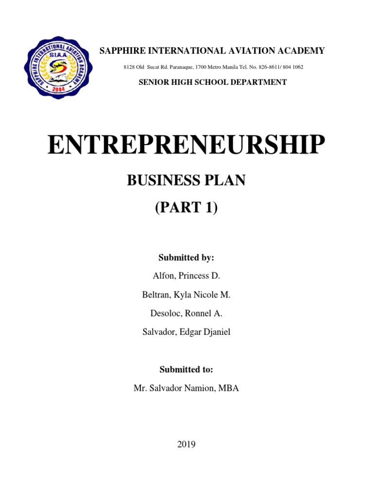Entrepreneurship: Business Plan (PART 1) | PDF | Retail | Fashion