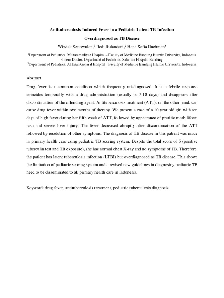 Pediatric TB Misdiagnosis Alert | PDF | Tuberculosis | Fever