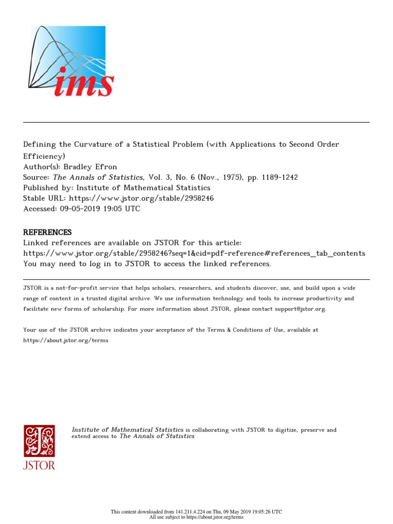 Institute of Mathematical Statistics The Annals of Statistics | PDF ...