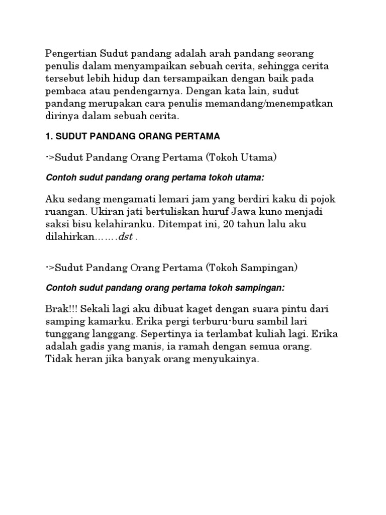 Pengertian dan Jenis Sudut Pandang | PDF | Fiksi Umum