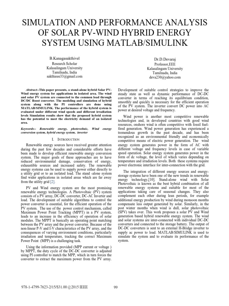 269 Simulation and Performance Analysis of Solar Pv-Wind Hybrid Energy ...