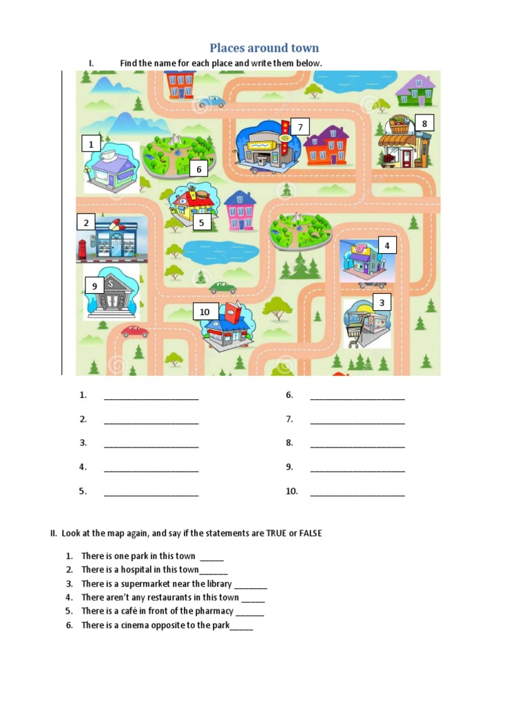 Places Around Town Fun Activities Games Grammar Drills Grammar Guides ...