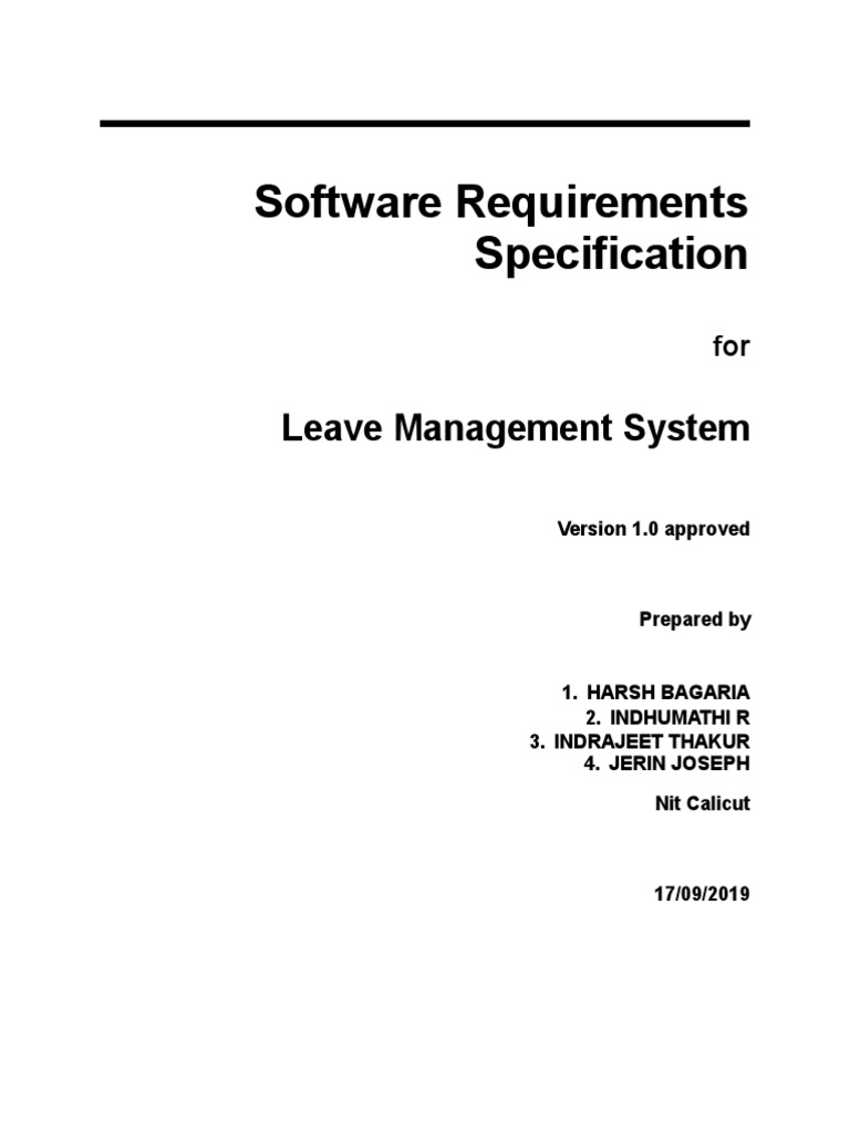 Software Requirements Specification: Leave Management System | PDF | Software Development ...
