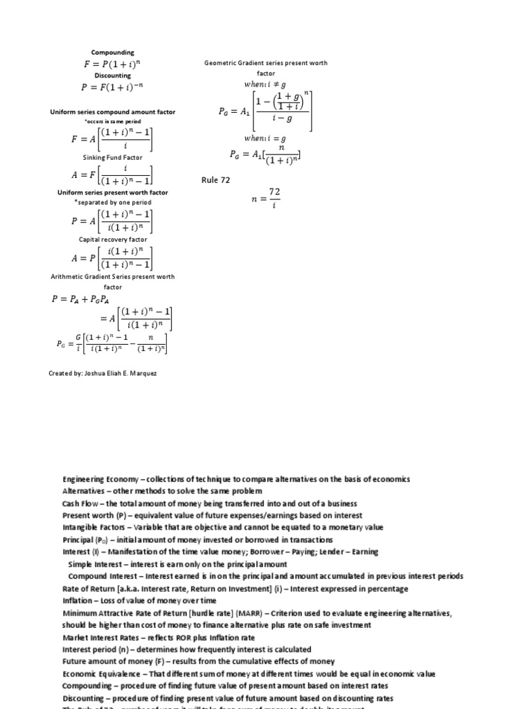 Compounding: Geometric Gradient Series Present Worth Factor | PDF ...