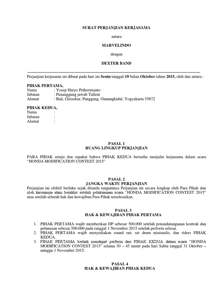 Contoh Mou Band | PDF