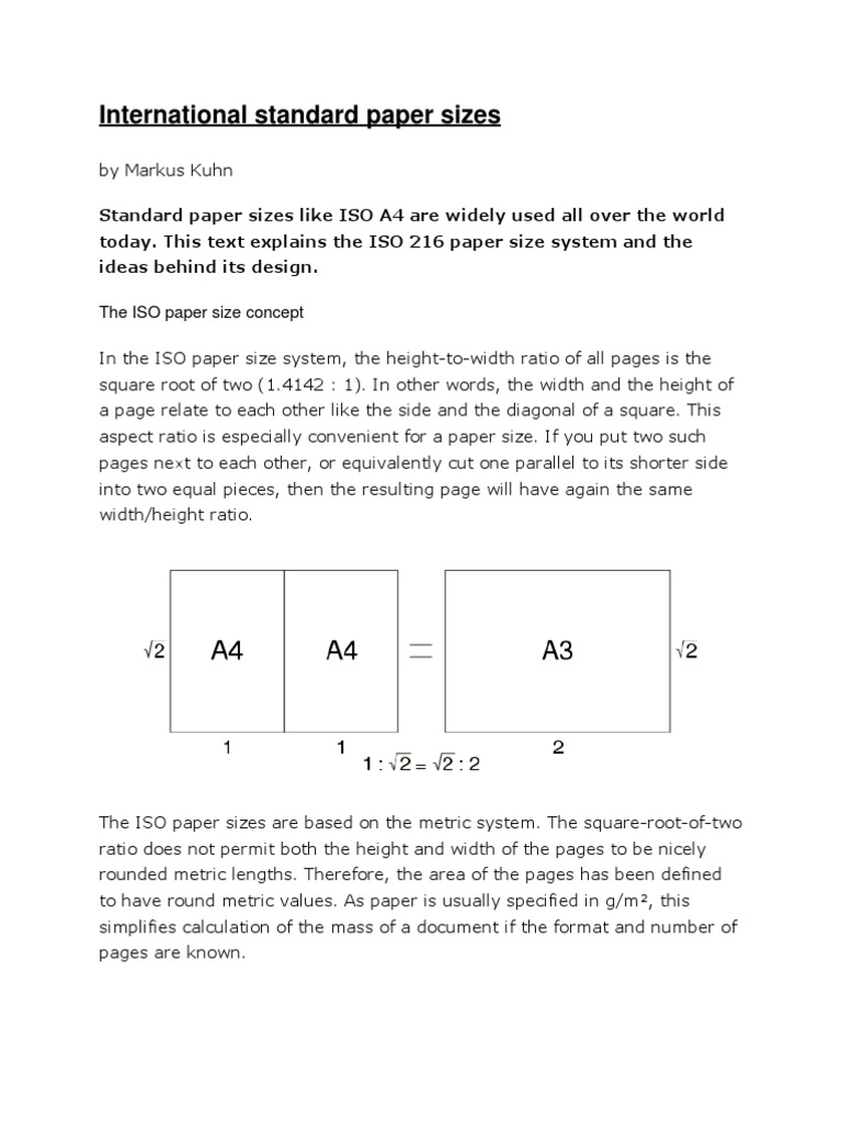 International Standard Paper Sizes | PDF | Written Communication ...