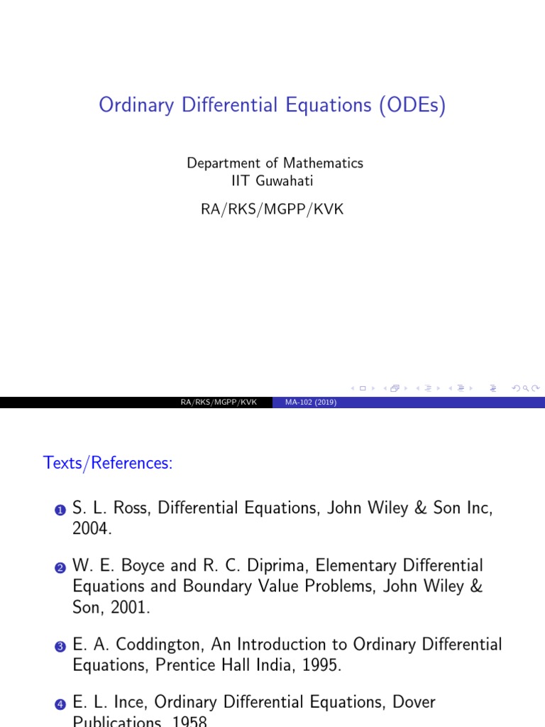 Ordinary Differential Equations (Odes) : Department of Mathematics Iit ...