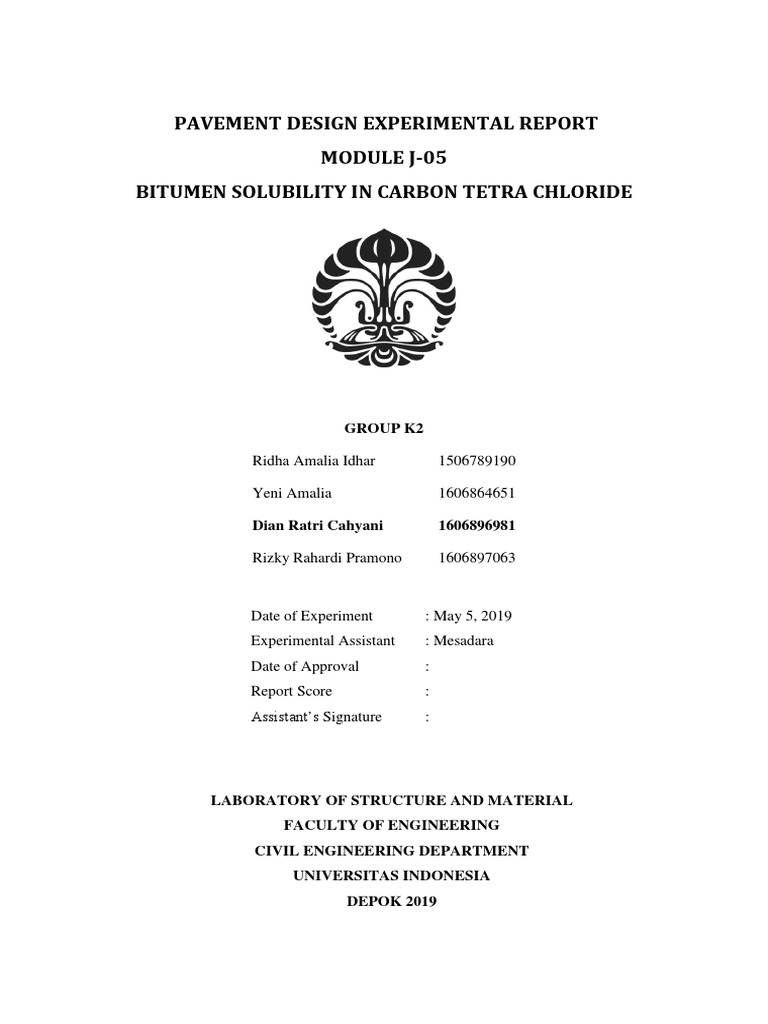 Pavement Design Experimental Report Module J-05 Bitumen Solubility in ...