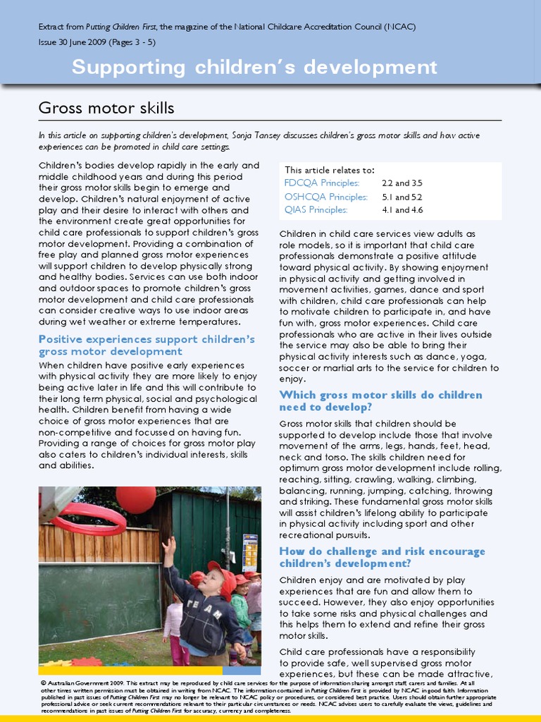 Supporting Children's Development Gross Motor Jun09 | PDF | Child Care ...