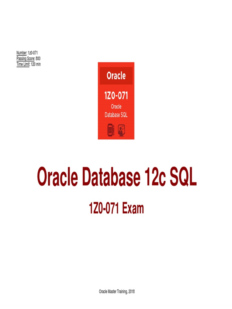 Oracle Database 12c SQL 1Z0 071 Exam | PDF | Database Index | Table (Database)