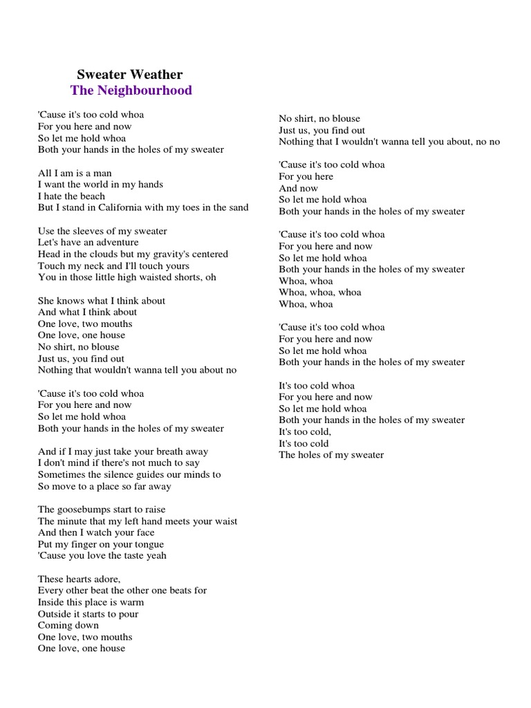 The Neighbourhood: Sweater Weather | PDF | Sweater