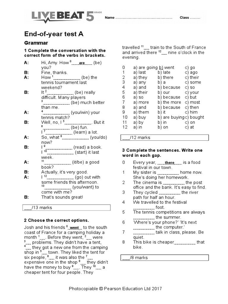 LB 5th EndofYear Test A | PDF