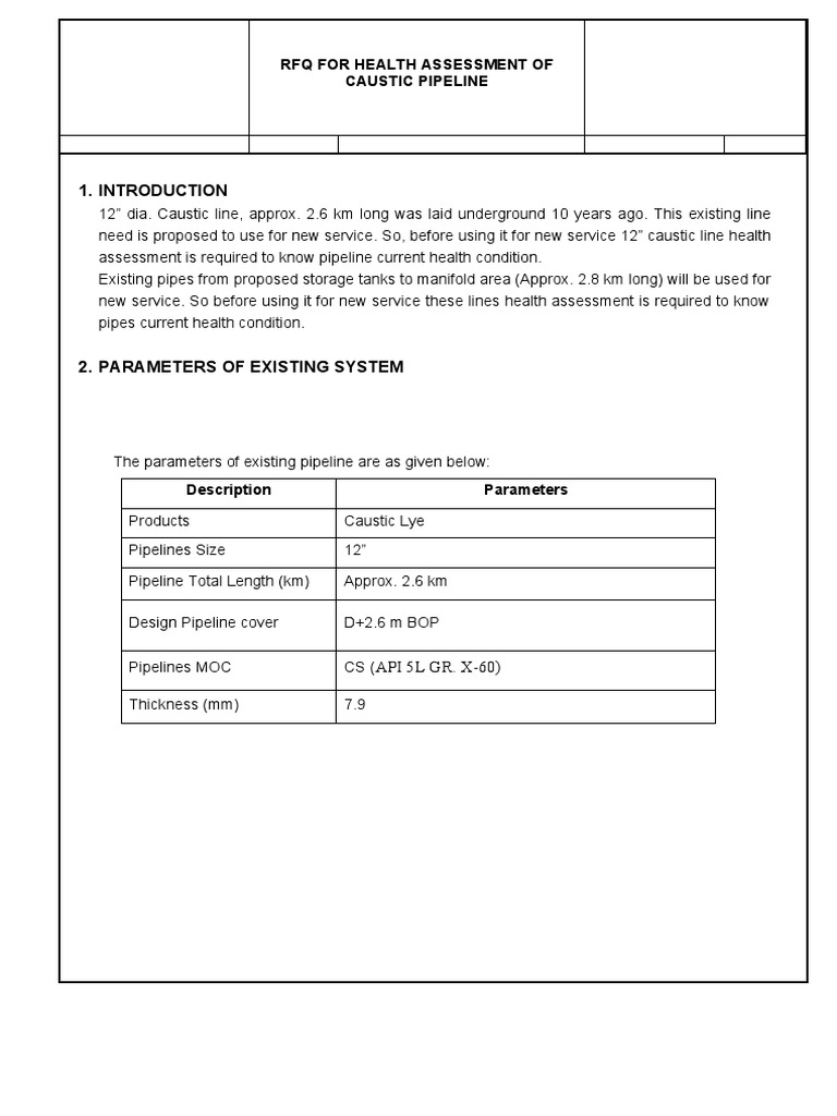 RFQ For Caustic Pipeline | PDF | Pipeline Transport | Building Engineering